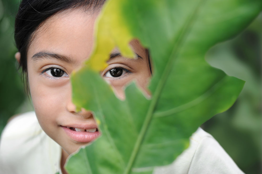 Mayan Girl Through Leaf