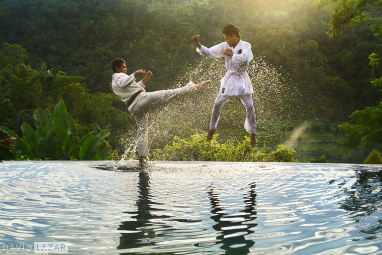 Martial Artist Water Fight
